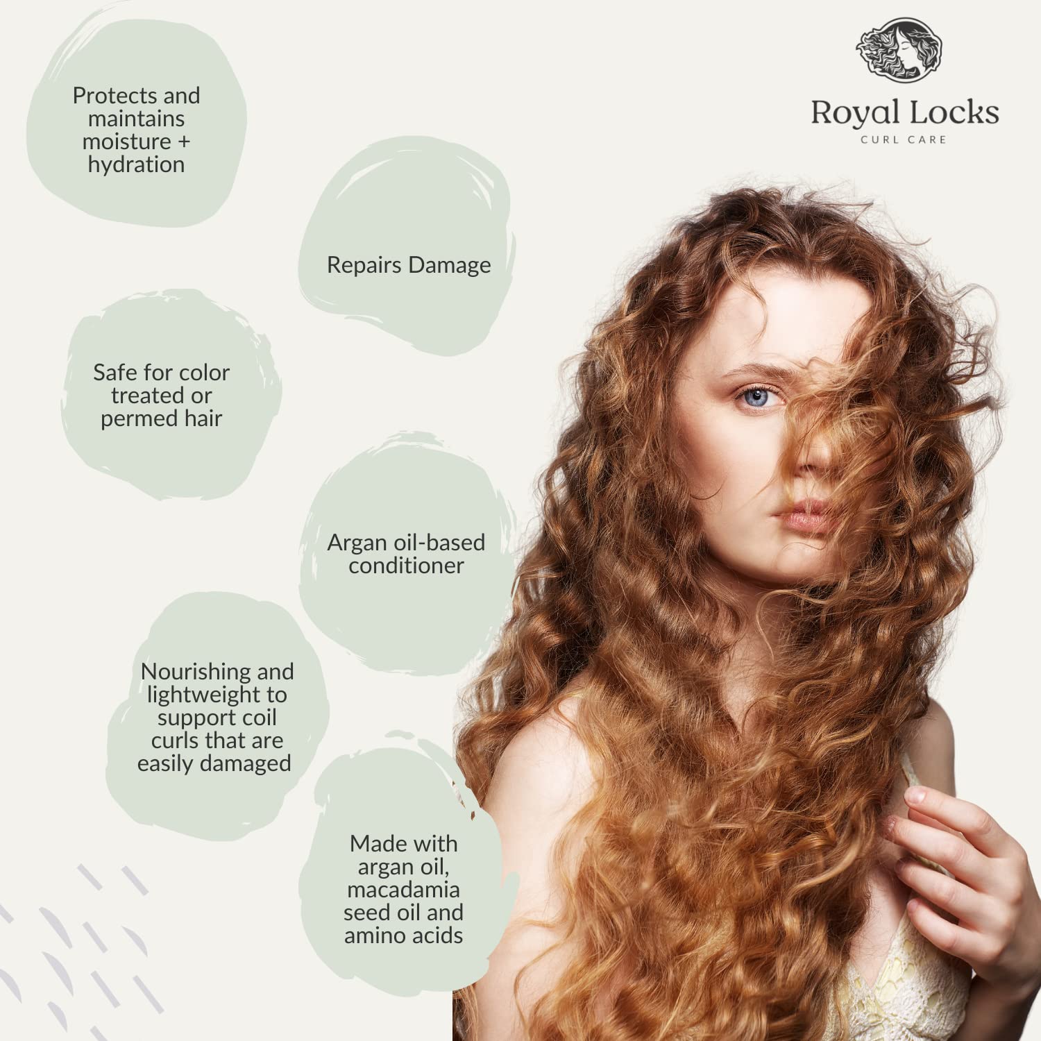 Royal Locks Curl Quench Conditioner - Curly Hair Conditioner with Argan Oil, Lightweight Moisture & Hydration (12 Fl Oz)