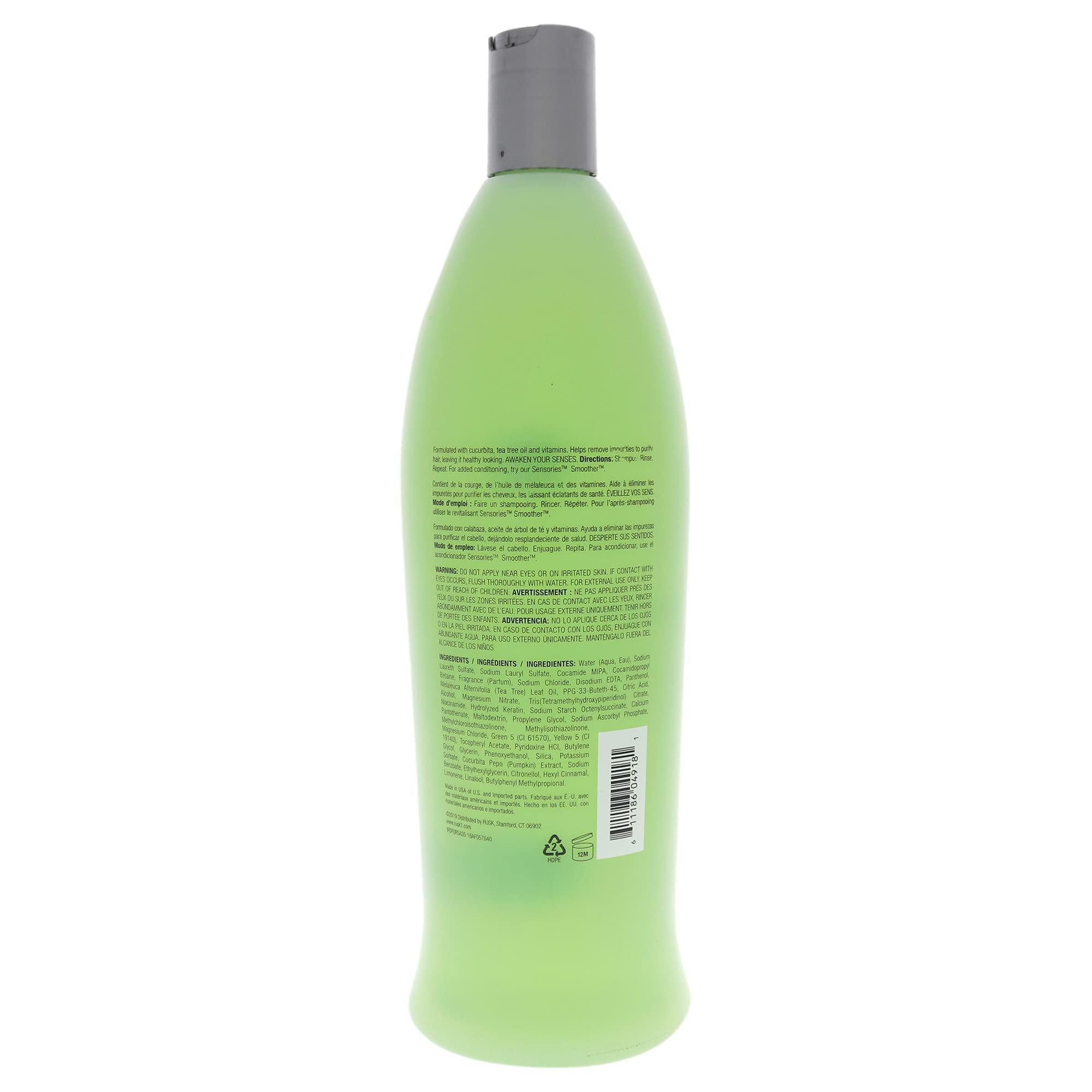 RUSK Sensories Purify Cucurbita and Tea Tree Deep Cleansing Shampoo, Rids Hair of Impurities and Styling Product Buildup, 33.8 fl. oz.