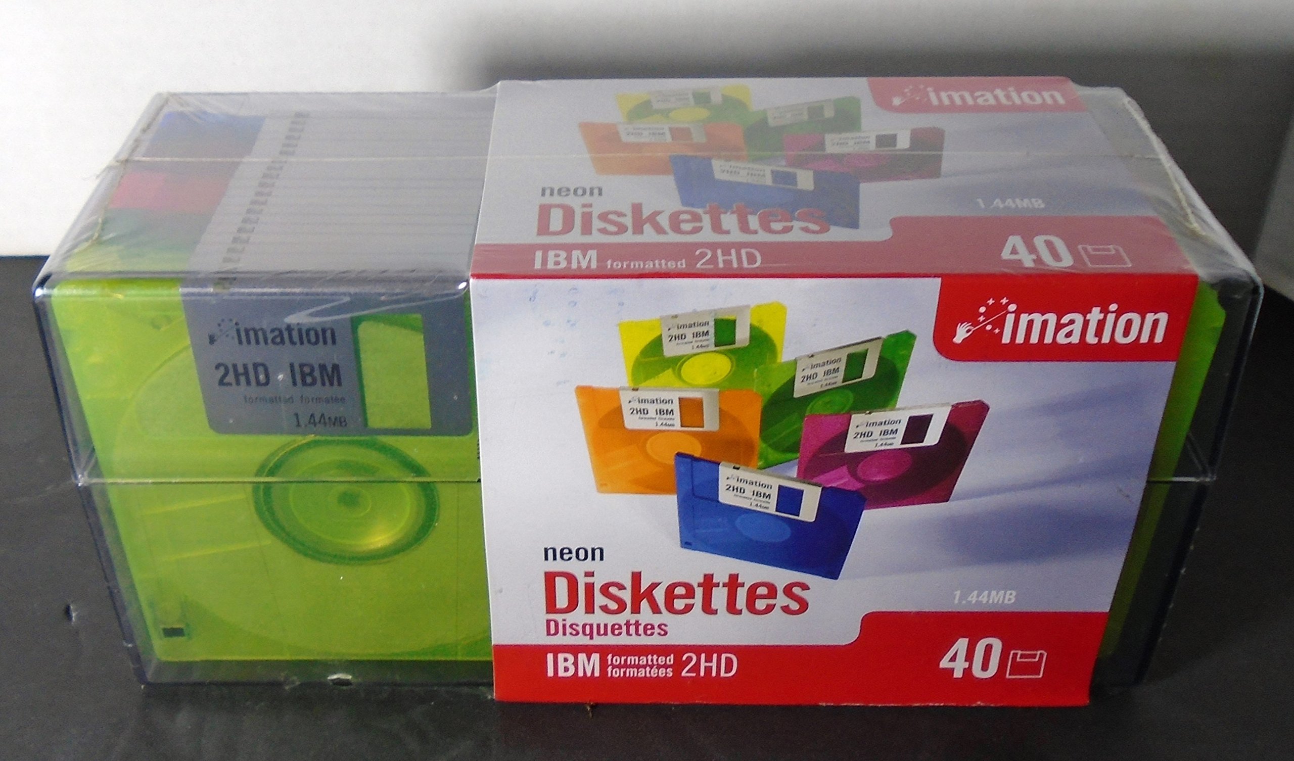 imation® 3.5 Diskettes, Neon, 40PK, 2HD, 1.44MB