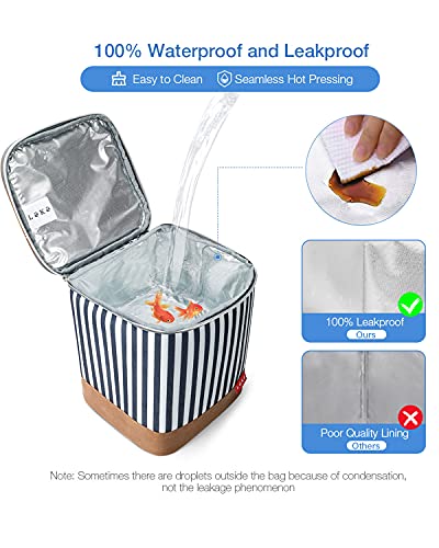 Lekebaby Baby Bottle Bag with Ice Pack Fits 6 Bottles or 4 Large 9 Oz Bottles, Leakproof Breastmilk Cooler Bag for Nursing Mom Daycare, Striped