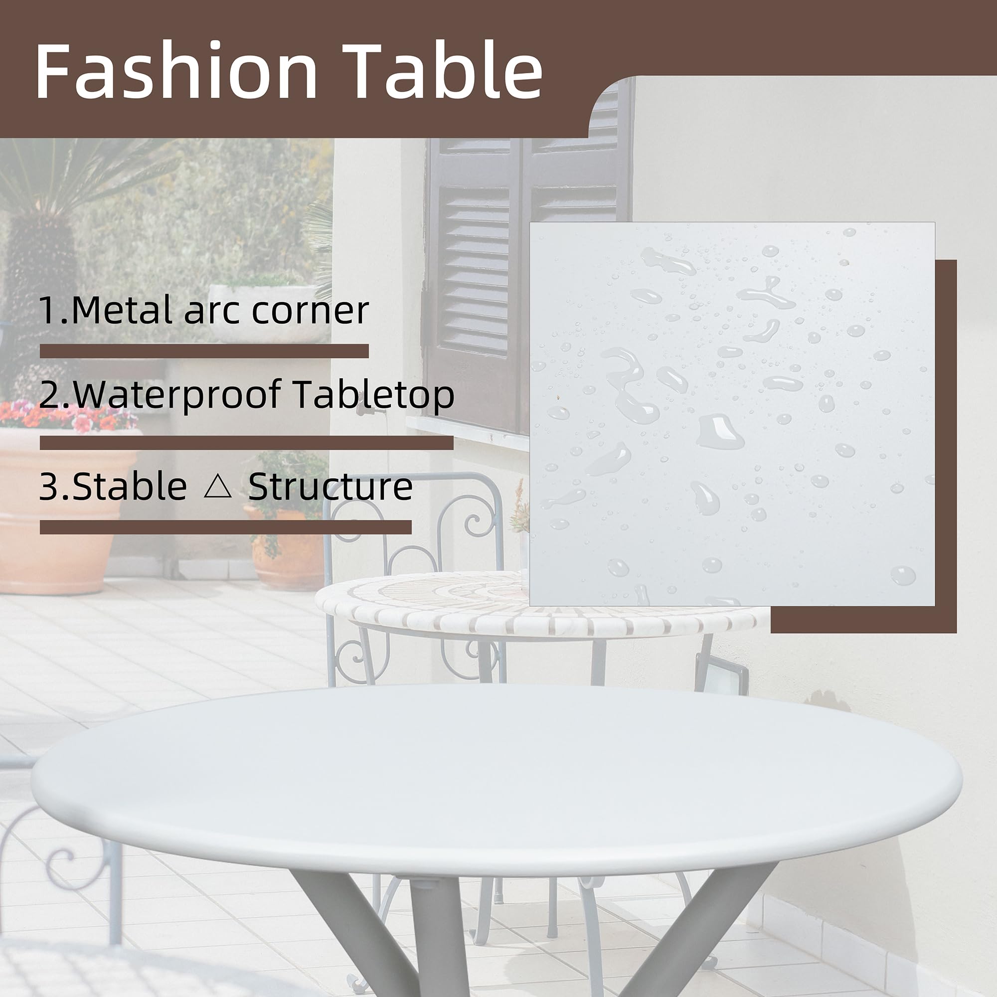 Shintenchi 3 Pieces Outdoor Patio Bistro Sets, Textilene Fabric Small Patio Furniture Set, Front Porch Chairs Conversation Set with Table for Lawn, Garden, Balcony, Poolside (White)