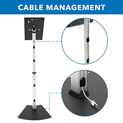 Mount-It! Anti-Theft Tablet Kiosk Floor Stand Compatible with iPad and Samsung | Height Adjustable Secure Check-in Stand | Free-Standing Or Secure Bolt-On Design