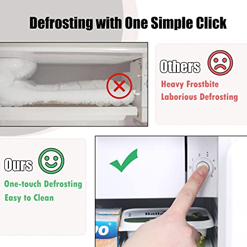 Frestec Mini Fridge with Freezer, 3.2 Cu.Ft Mini Refrigerator with One-touch Easy Defrost,37 dB Low Noise, Compact Small Refrigerator for Dorm, Bedroom, Office (Stainless Steel)