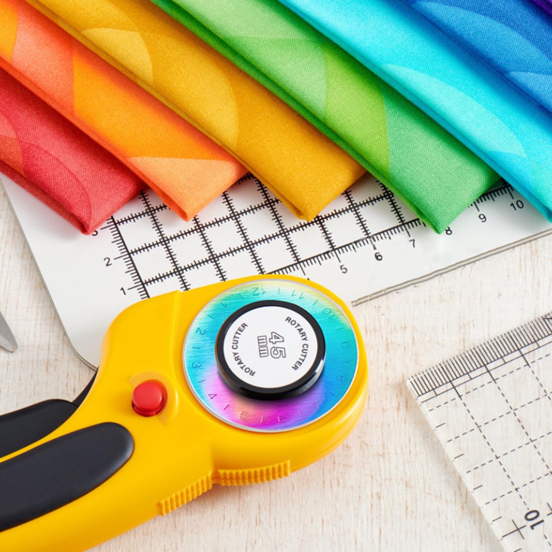 HEADLEY TOOLS 45mm Rotary Cutter Blades 10 Pack Fits Olfa, Fiskars, Replacement Rotary Blade for Arts Crafts Sewing, Rainbow