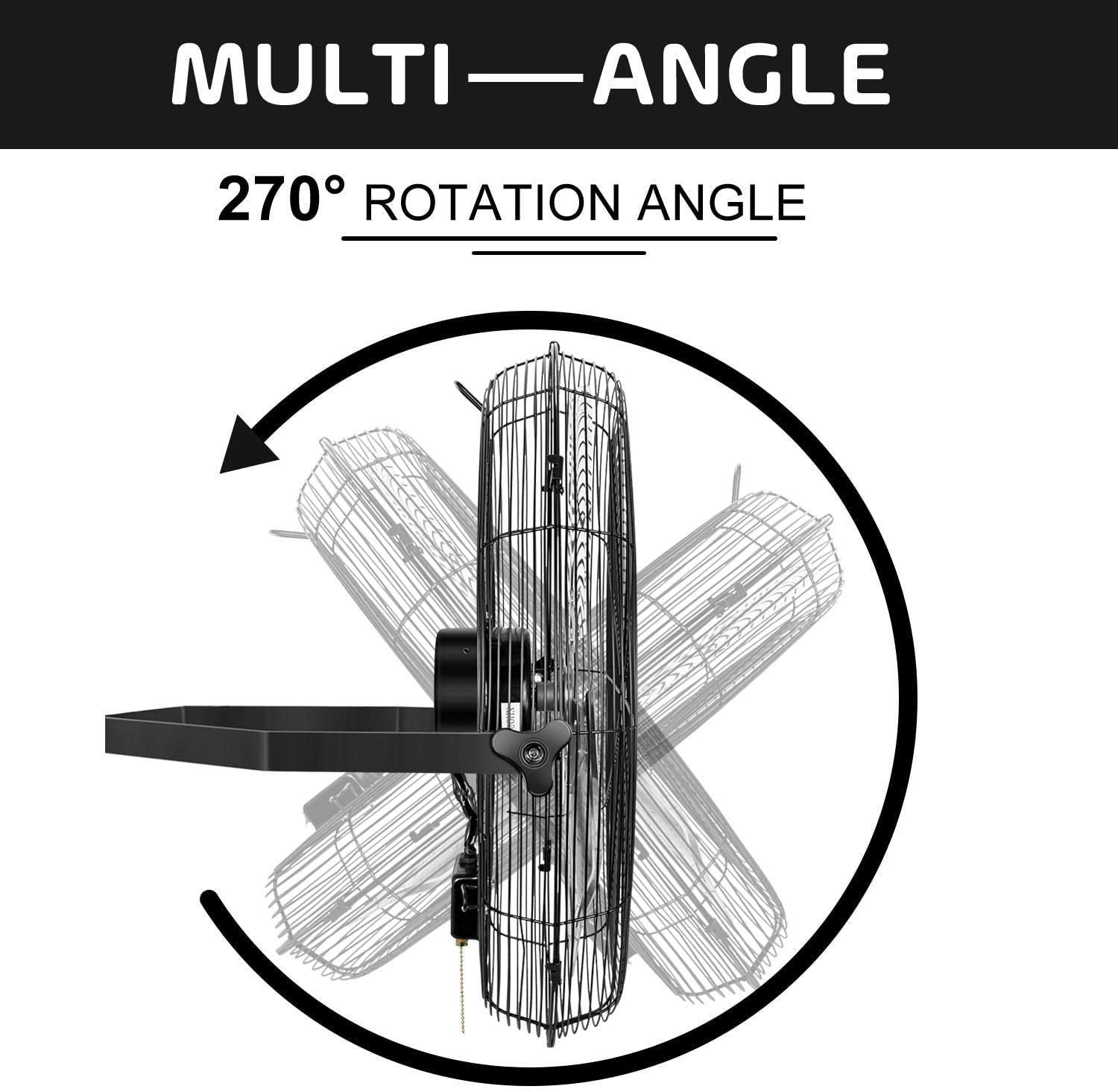HealSmart 24 Inch Industrial Wall Mount Fan, 3 Speed Commercial Ventilation Metal Fan, 2 Pack