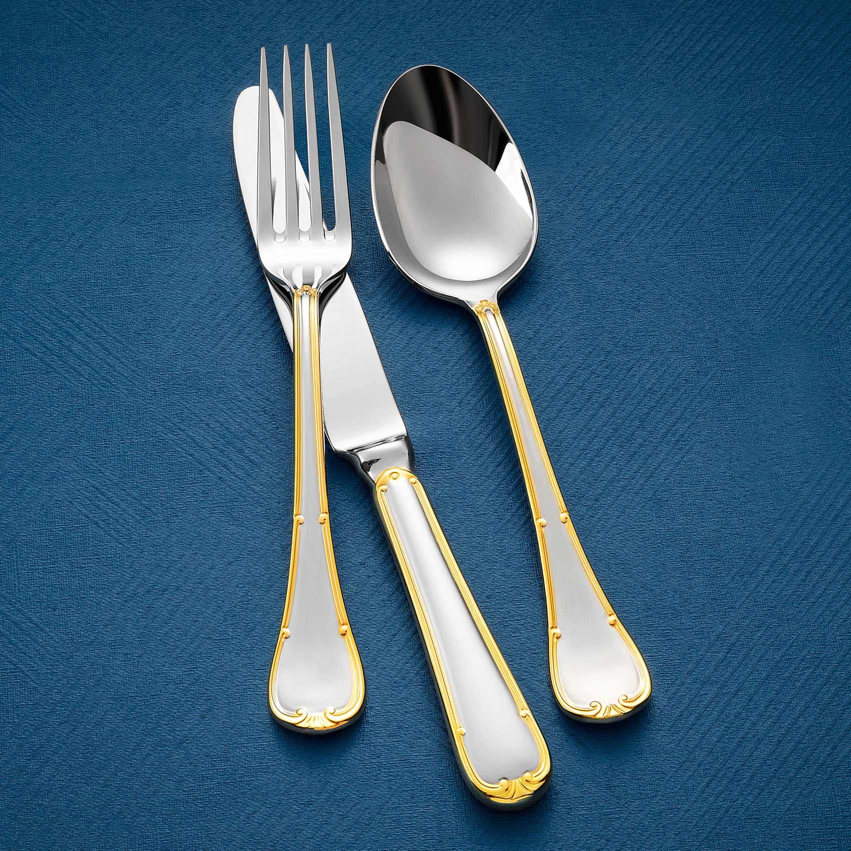 KEAWELL Elizabeth Fork, Set of 4, 18/10 Stainless Steel Fork set, Mirror Polished, Dishwasher Safe, Gold Accent, Exceptional Fork Set, Perfect for Formal Dining (8" Dinner Fork)