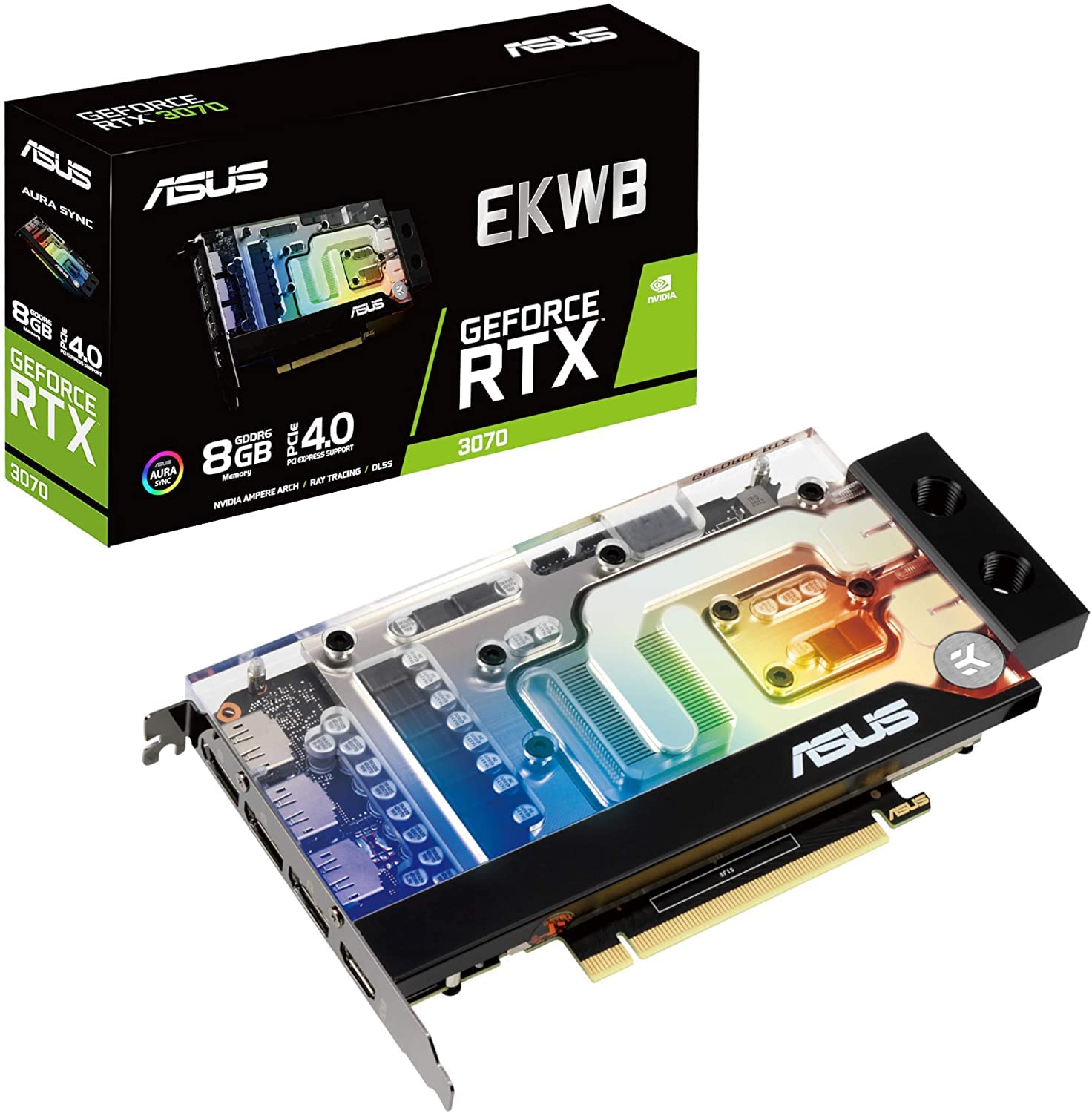 ASUS EKWB GeForce RTX 3070 Gaming Graphics Card, 8GB GDDR6 (PCIe 4.0, 8GB GDDR6 Memory, HDMI 2.1, DisplayPort 1.4a, Protective Backplate RTX3070-8G-EK. (Renewed)