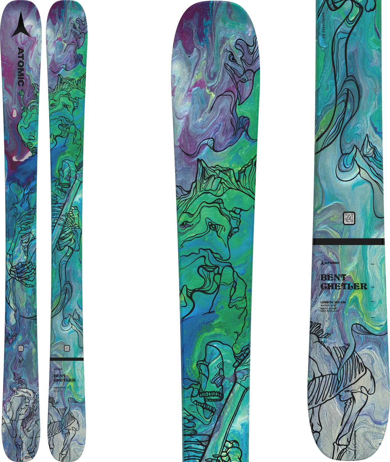 Atomic Bent Chetler Mini Skis Kids Sz 143cm Metallic Blue/Purple