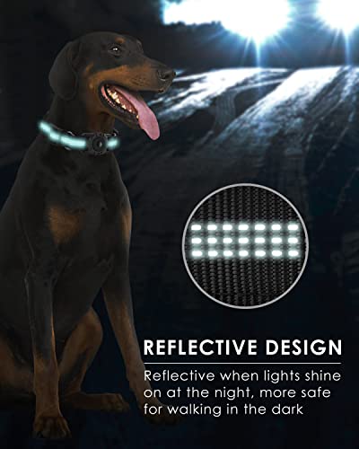 KATUMO AirTag Dog Collar, Reflective Dog Collar for Apple AirTag, Adjustable Soft Nylon Pet Collars with AirTag Holder for Medium Dogs (M, Black)