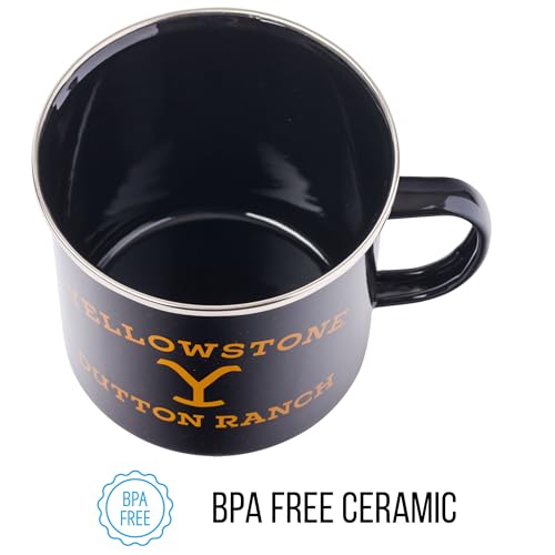 Silver Buffalo Yellowstone Dutton Ranch Enamel Camper Mug, 21 Ounces