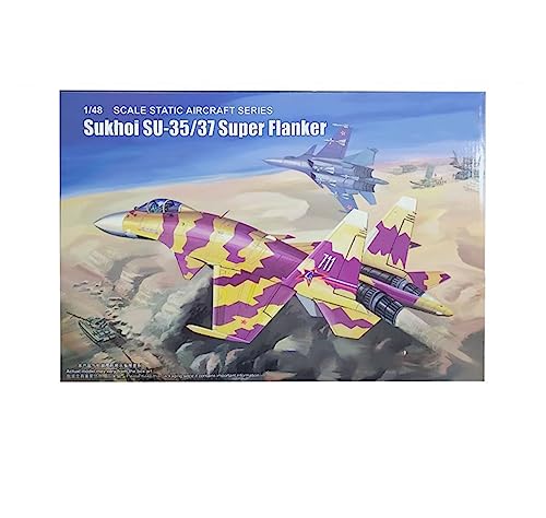 FMOCHANGMDP Fighter 3D Puzzles Plastic Model Kits, 1/48 Scale Russian Su-37 Super Flanker Fighter Model, Adult Toys and Gift, 18 x 10.5Inchs