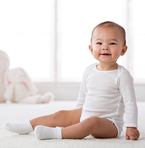 Gerber Baby 2-Pack Long-Sleeve Side-Snap Mitten-Cuff Shirt, White, 0-3 Months