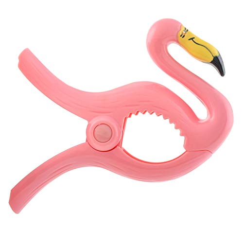 O2COOL Bocaclips - Beach Towel Clips for Beach Chairs, Patio and Pool Accessories - (Flamingo) 2 Count