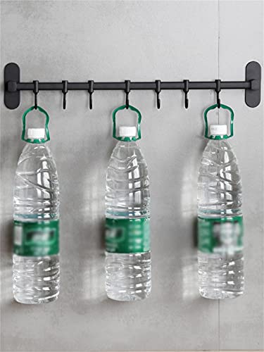 Hook up A Row of Stainless Steel Kitchen Hooks Without Perforation and Traceless Stickers Hook Hanger Bathroom Sticky Hook Rack (Color : Black Size : 7 Hooks) jiangyu1994