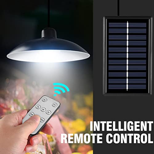 kekafu Solar Pendant Light Outdoor Waterproof LED Porch-Light with Remote Control Solar Intelligent Chandelier Hanging Lights for Garden Yard Patio Balcony Home Decoration, White