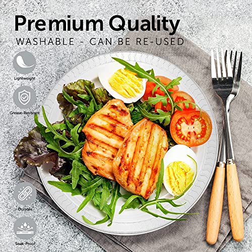 BESTYTY Clear Plastic Plates - 9-Inch (80-Pack) Microwave Safe Plastic Plate - Disposable Clear Plates for Party, Wedding Dessert Plates, Catering Disposable Plates, Food Service Supplies