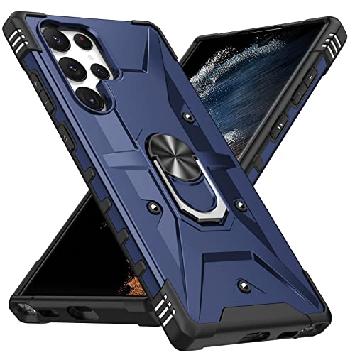 Jakeloo Cell Phone Cases, Cell Phone Holsters Cell Phone Case for Samsung Galaxy S23 Ultra 6.8"(PC+TPU) Shockproof/Ring Kickstand/Anti-wear/Fall-Resistant/Fingerprint Resistant (Blue)