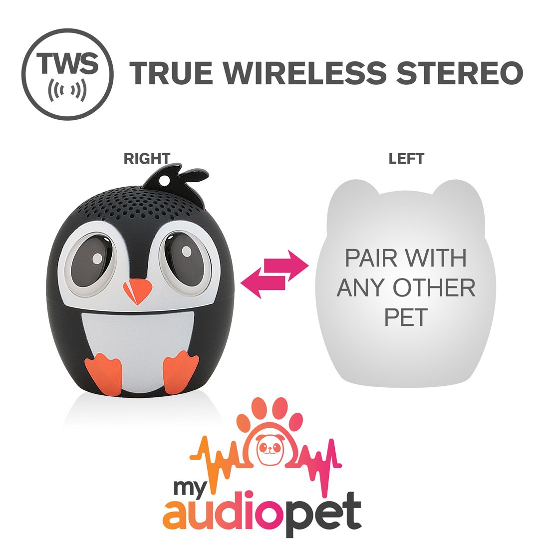 My Audio Pet Penguin Mini Bluetooth Animal Wireless Speaker for Kids of All Ages - True Wireless Stereo Technology β Pair with Another TWS Pet for Powerful Rich Room-Filling Sound - (ICE ICE Baby)