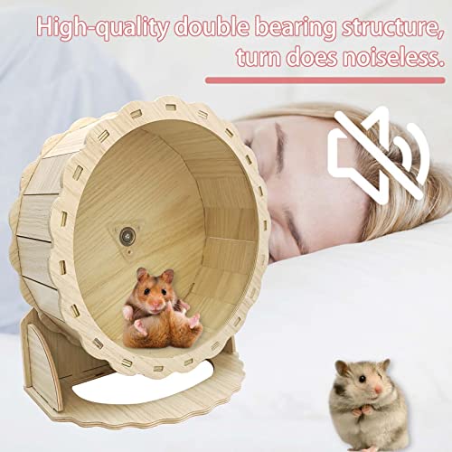Hamiledyi Hamster Wheels Wooden Small Pets Exercise Wheel Silent Hamster Running Wheel Mouse Running Spinner Wheel for Gerbil Mice Guinea Pigs Dwarf Syrian Hamster (8.26in)