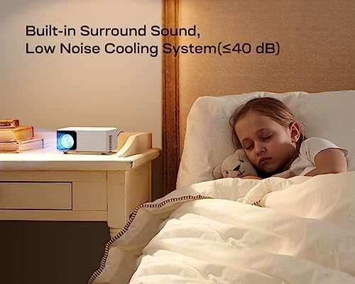 Mini Projector with WiFi Bluetooth, Portable Projector Full HD 1080P Support, YOTON Video Projector for Home Theater, Compatible with PC/Tablet/Fire Stick/iOS and Android Phone Projector
