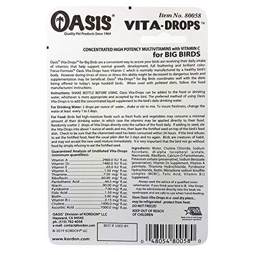 Oasis 3 Pack of Vita Drops for Big Birds, 2 Ounces Each