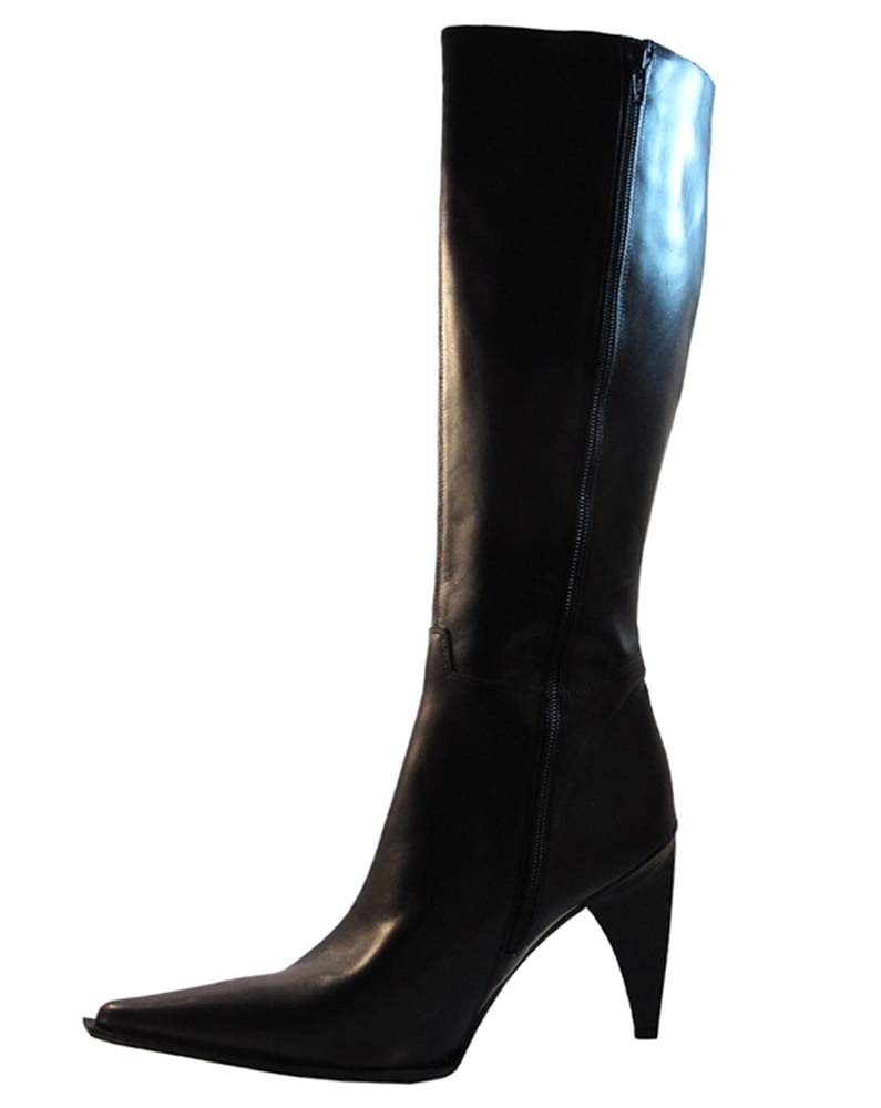Andrea Rossi 3313 Women's Italian Knee-high High-heel Boot Black Size 40.5