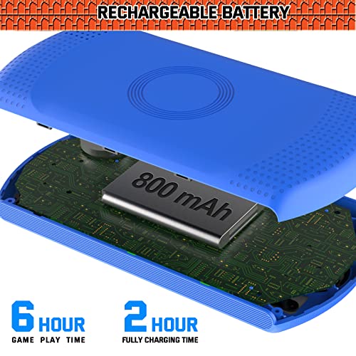 JAMSWALL Retro Handheld Game Console, Portable Retro Video Game Console with 400 Classical FC Games 2.8-Inch Screen 800mAh Rechargeable Battery Support for Connecting TV and Two Players(Blue)