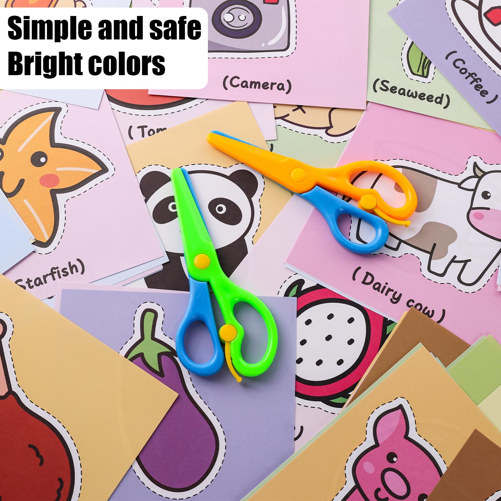 Koogel 120PCS Safety Scissors for Toddler, Plastic Training Scissors Craft Scissors Cutting Paper for Kids Preschool Child DIY