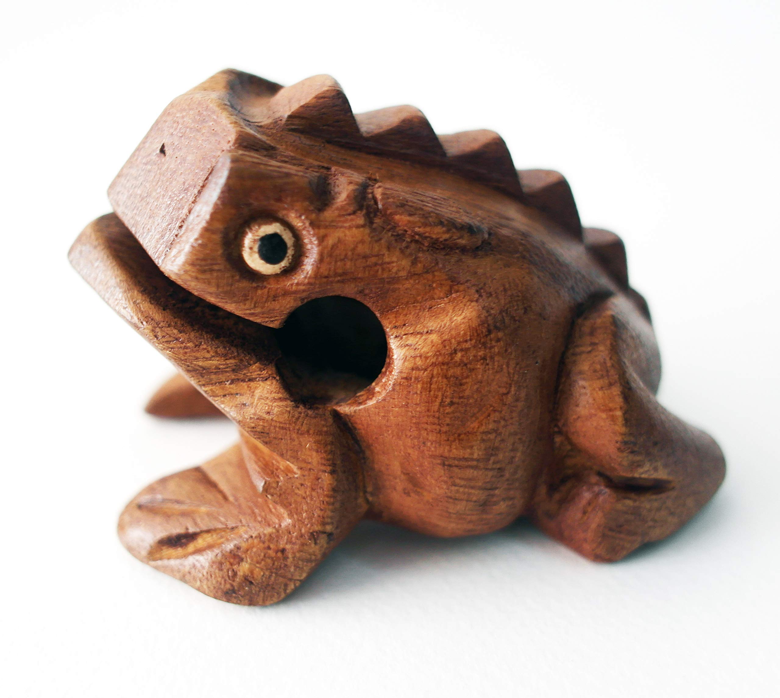 Guiro Percussion Musical Instruments Wooden 3 Piece, Set of 3 Natural Wood Güiro Frog 10-8-5 cm.