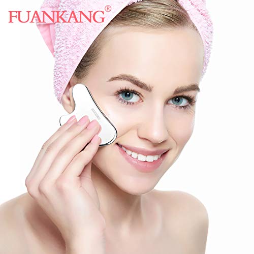 FUANKANG Gua Sha Facial Tools Stainless Steel Scraping Massage Tool for Face Stainless Steel Gua Sha Tool with Travel Pouch