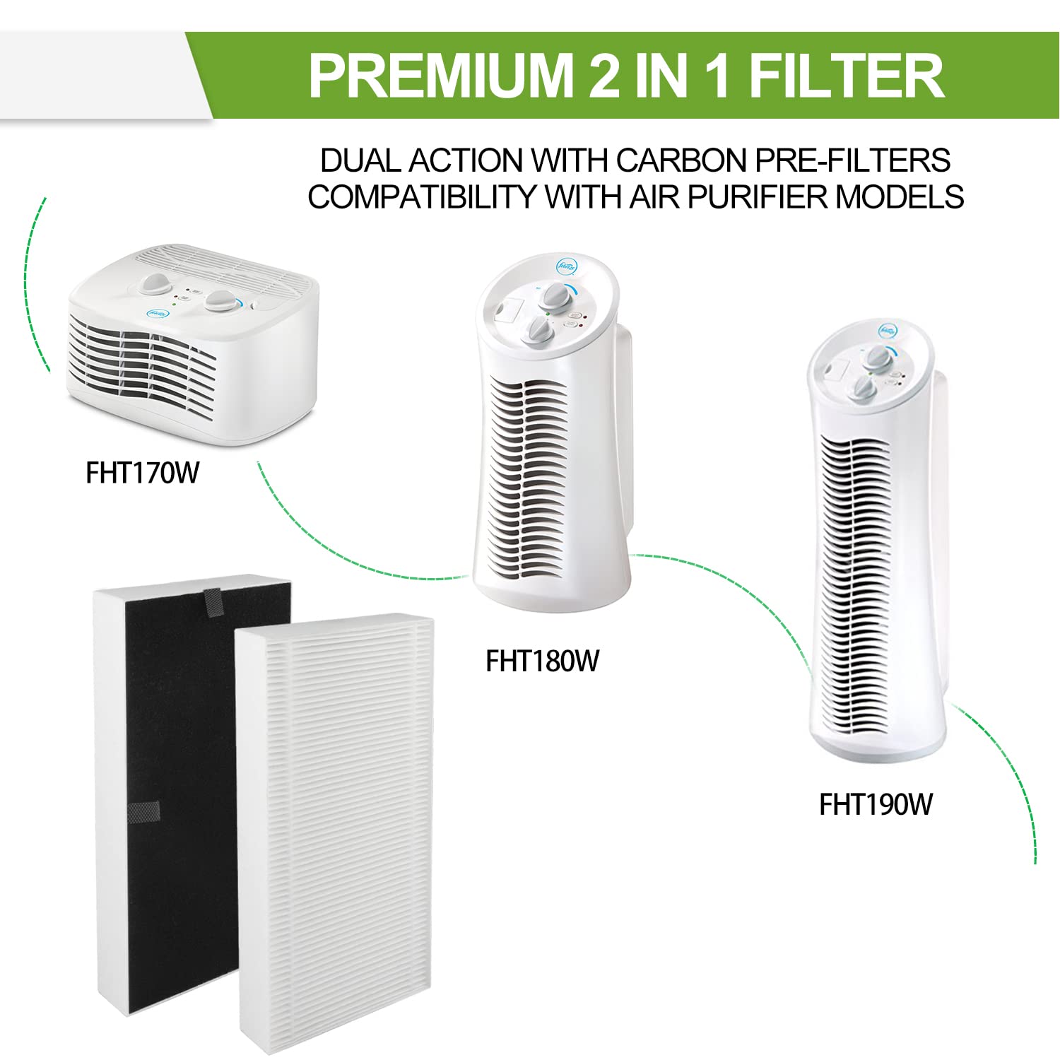 Hepa Filter Replacement for Honeywell U Filter (HRF201B) Febreze FRF102B air purifier filter Compatible with Honeywell HHT270, HHT290 Series 6 Pack