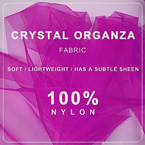 Fuchsia Organza Tulle Fabric Rolls, Crystal Organza 12" by 50 Yards (150 ft) Sheer Nylon Silky Shiny Netting Spool Bolt for DIY Craft Table Runner Wedding Baby Shower Party Decor (Fuchsia)