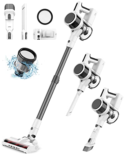 Fykee Cordless Vacuum Cleaner, Cordless Vacuum with Large Dust Cup and 80,000 PRM Brushless Motor, Stick Vacuum Cleaner with Large Detachable Battery up to 35 mins Run Time