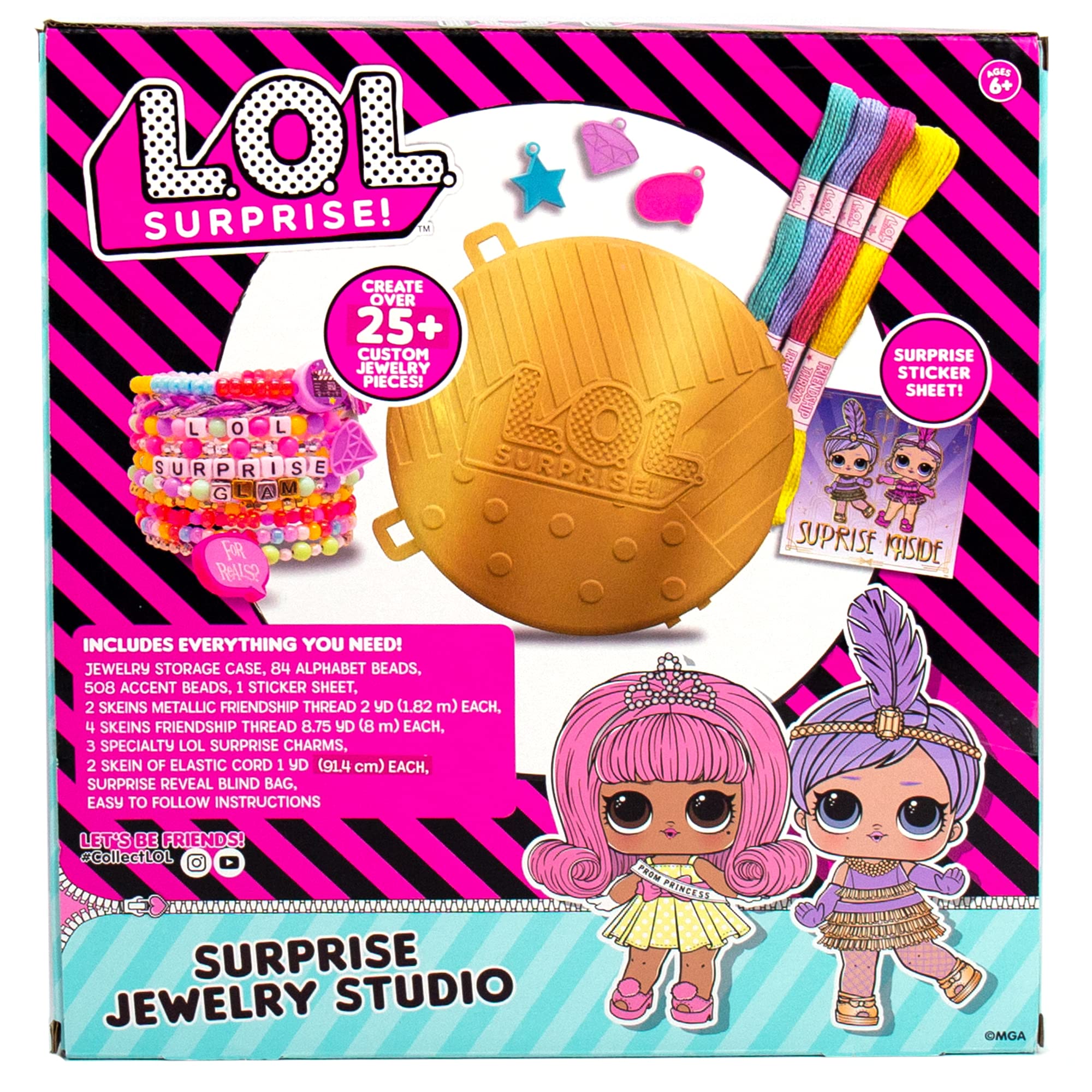 Horizon Group USA L.O.L. Surprise! Surprise Jewelry Case, Double Feature Series, Create Over 25 Custom Jewelry Pieces, Includes L.O.L. Surprise! Charms, 500+ Beads, Jewelry Storage Case & More