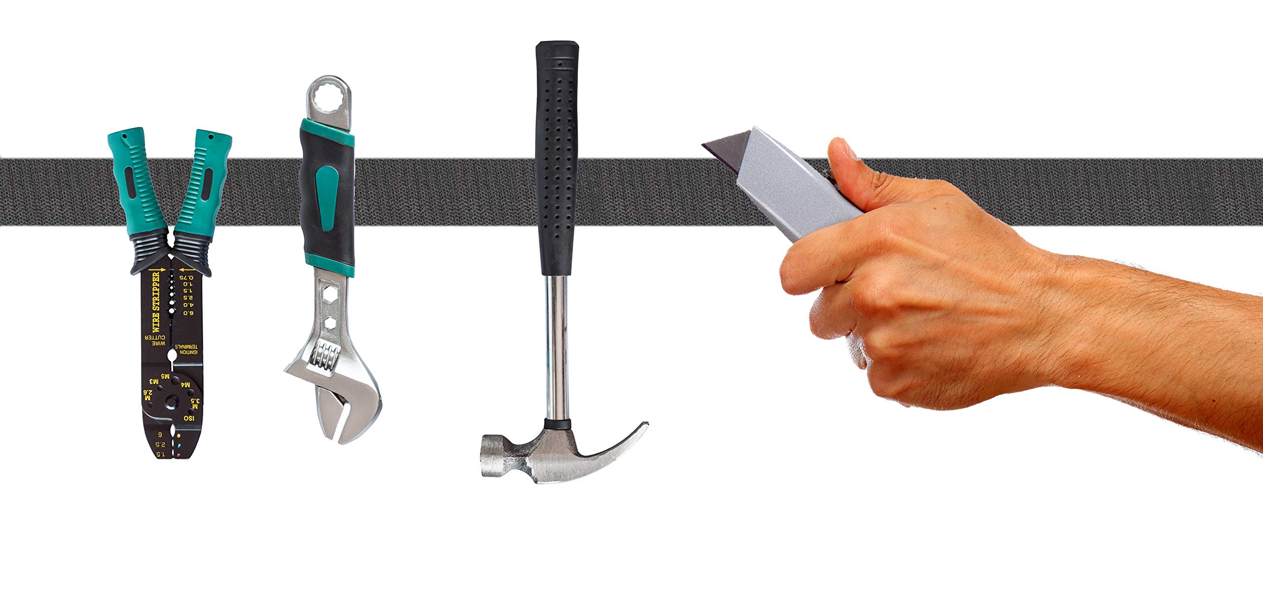 Strenco 2 Inch Hook and Loop Strips with Adhesive - 5 Yards - Heavy Duty Tape - Black Sticky Back Fastener