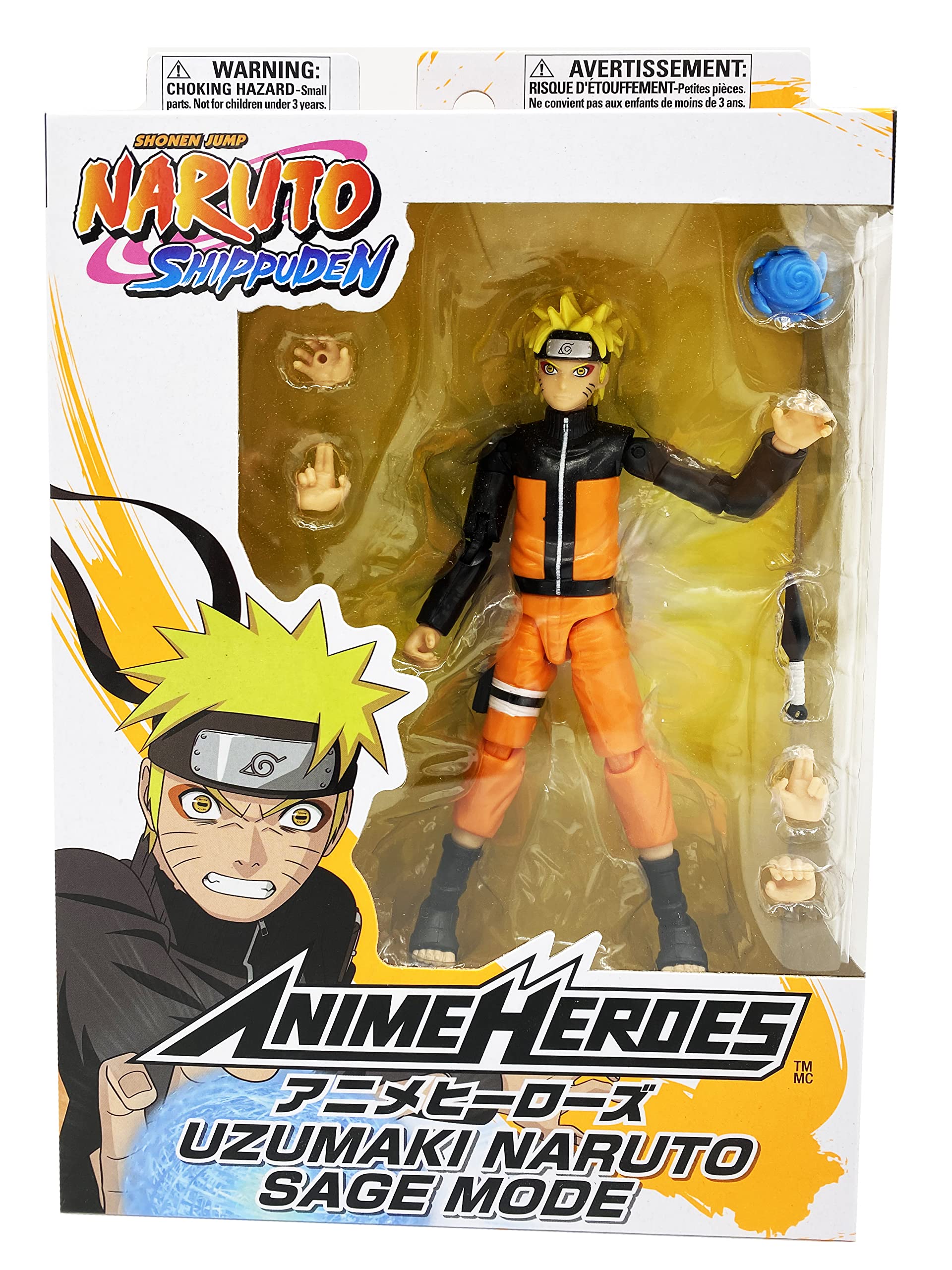Bandai Naruto Anime Heroes Naruto Uzumaki Naruto Sage Mode Toy Action Figure Toy Bundle with 2 My Outlet Mall Stickers
