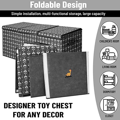 Joyrasic 2 Pack Large Toy Box Chest with Lid, Collapsible Sturdy Toy Storage Organizer Boxes Bins Baskets for Nursery Room, Playroom, Bedroom, Closet (Arrow)