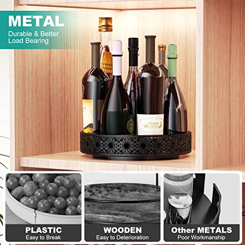Lazy Susan Organizer, 11 Inch Lazy Susan Turntable for Cabinet Table, PHINOX Turntable Organizer Lazy Susan Spice Rack with Non-Slip Pad, Lazy Susan for Kitchen Bathroom Pantry Vanity (Metal)