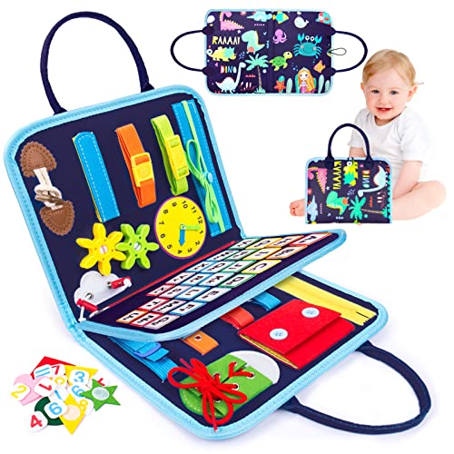 HONGDDY Busy Board, 20 in 1 Montessori Toys for Toddler, Sensory Board with Extra DIY Page for Learning Fine Motor Skills and Travel, Preschool Educational Learning Toys Gift for Boys Girls