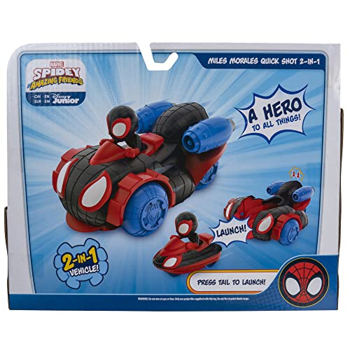 Marvel Spidey and His Amazing Friends Quick Shot Vehicle (Miles Morales: Spider-Man) - Quick Shot 2-in-1 Vehicle