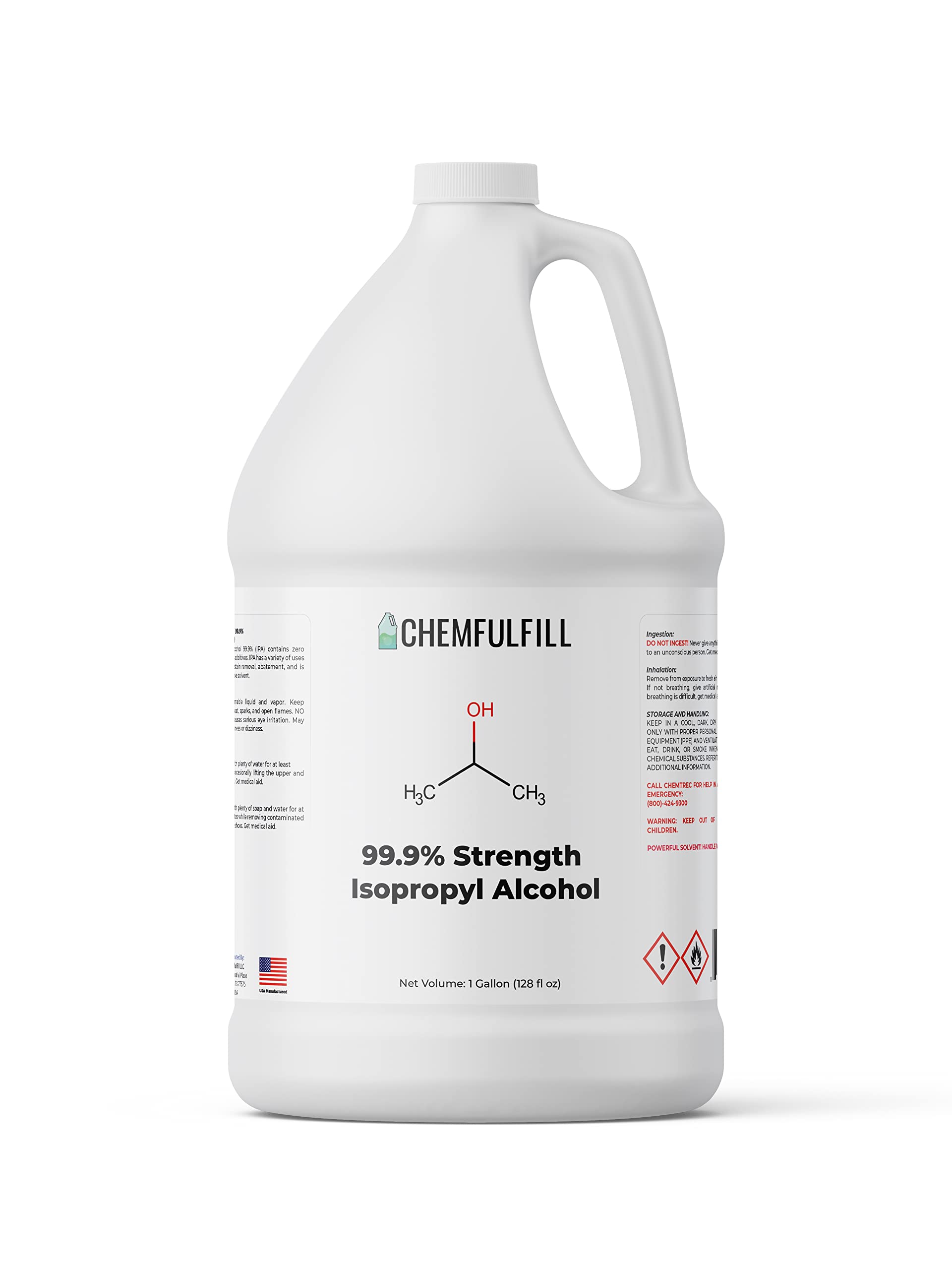 Chemfulfill Isopropyl Alcohol 99% - Highly Concentrated Isopropyl Alcohol 99.9% (Pint (16 fl oz))
