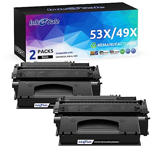INK E-SALE Compatible Q5949X Q7553X Toner Cartridge Replacement for HP 49X Q5949X 53X Q7553X (Black 2Pack) for use in HP LaserJet P2015dn P2015 P2015d 1320 1320n 3390 3392 M2727nf P2014 P2010 Printer