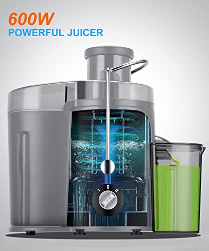 Juicer machine, 600w Juicer with Wide Chute for the Whole Fruit, Juicer Extractor 2 Speed Setting Easy to Clean Anti-Drip Function Centrifugal Juicer BPA Free