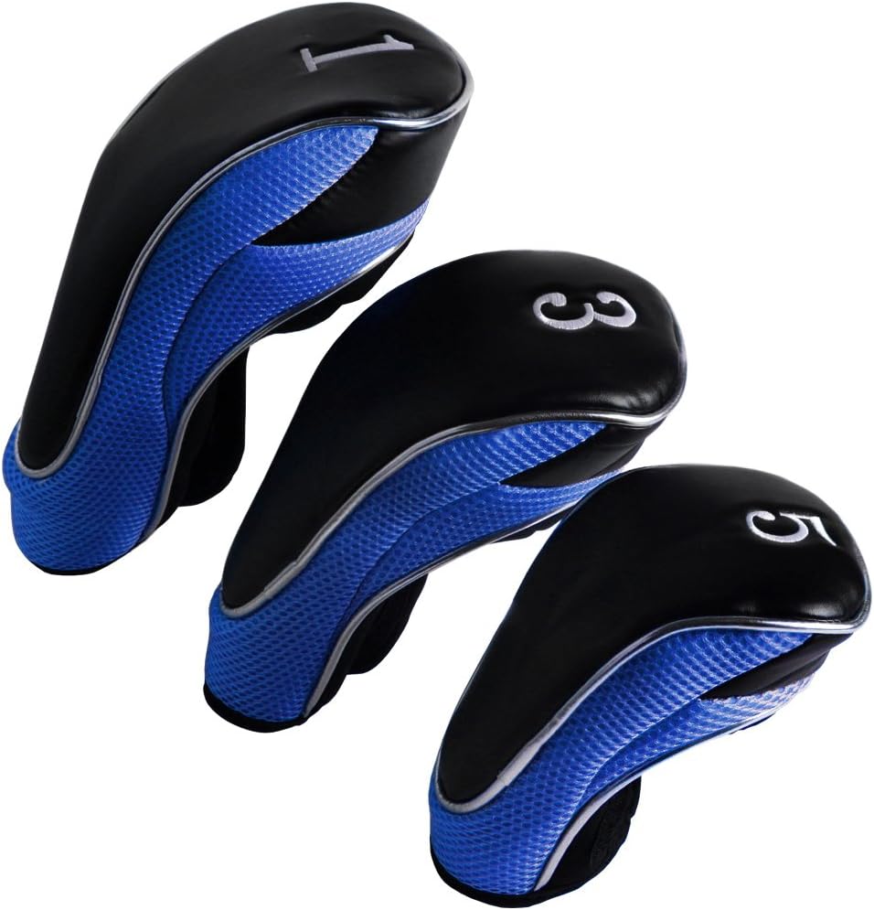 Andux Golf 460cc Driver Fairway Wood Club Head Covers Hook & Loop Set of 3