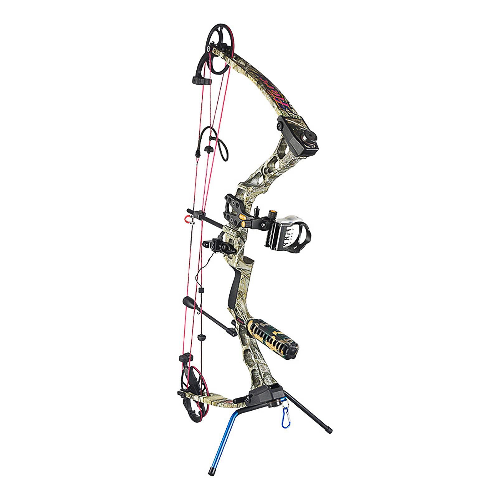 Archerest Archery Compound Bow Stand, Aluminum Heavy Duty Bow Support Feet Rack Fit on Most Bow Limbs, Perfect for Ground or Box Blind Hunting (Red)