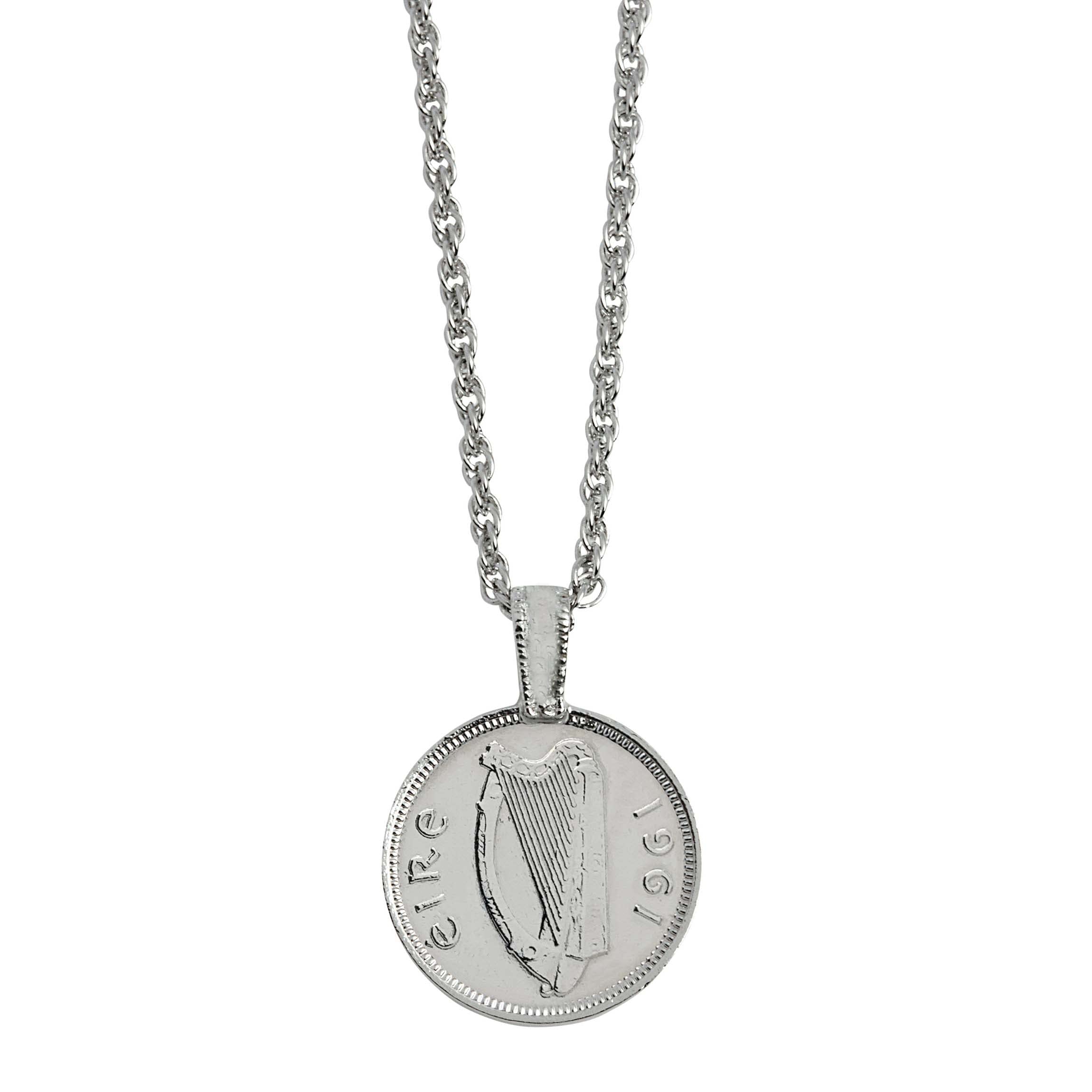 American Coin Treasures Lucky Rabbit Coin Pendant | Eire Coin | Irish Hare | Silvertone 24 Inch Rope Chain | Certificate of Authenticity …