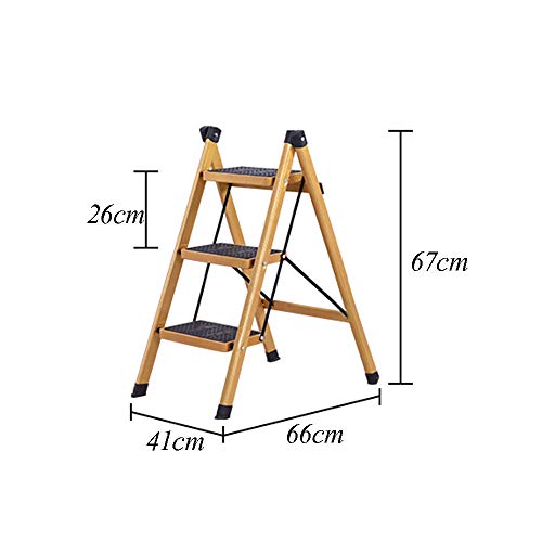 PENGJIE Folding Ladder Step Stool Ladder Stool 3 Step Folding Heavy Duty Steel Portable Anti Slip Mat Tread Compact 150 Kg Capacity