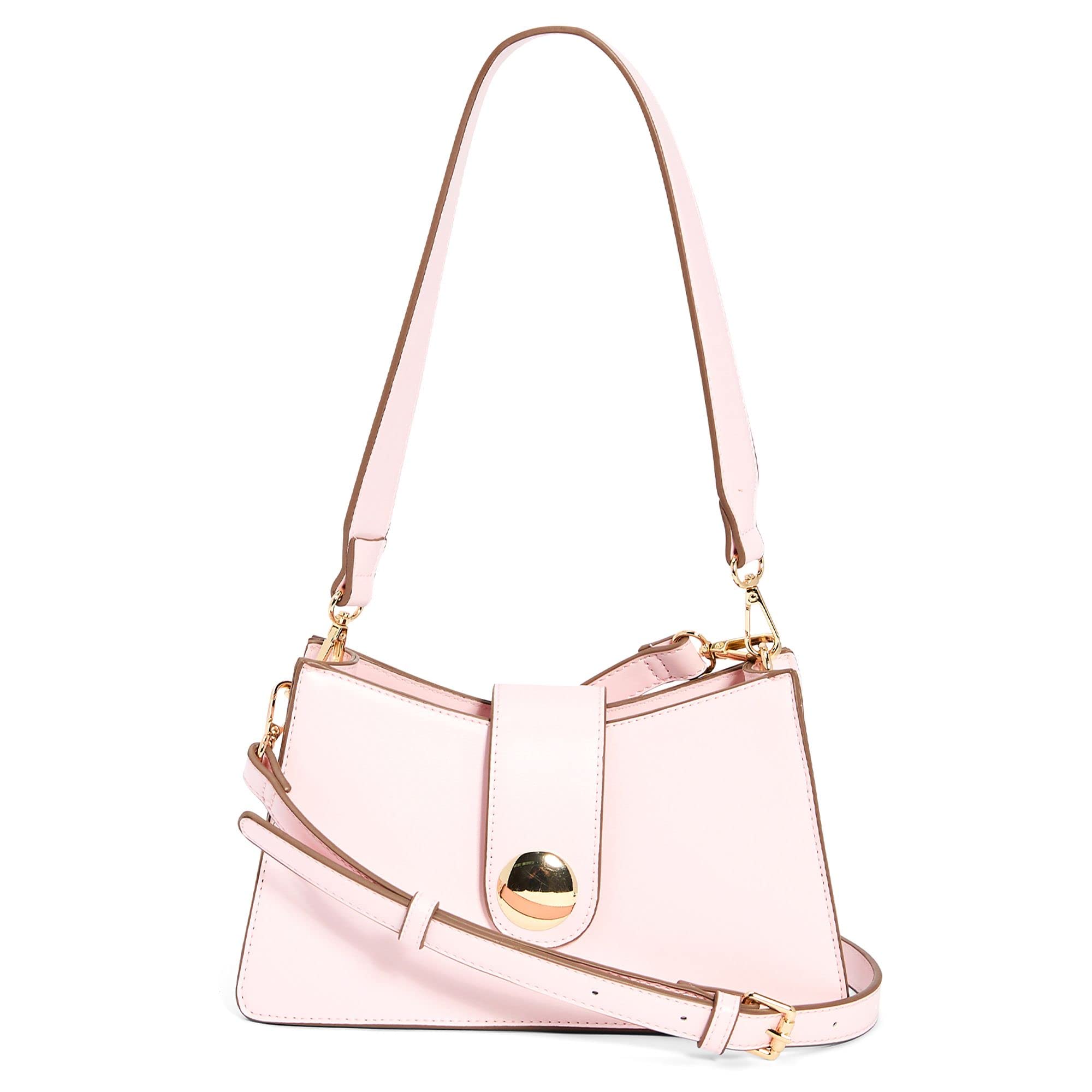 Like Dreams Women Fashion Vintage Shoulder Purse Chic Vegan Leather Messenger Buckle Crossbody Handbag (Blush)