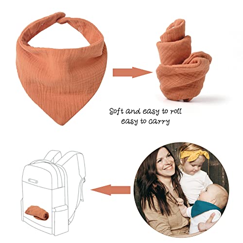Konssy Muslin Baby Bibs 8 Pack Baby Bandana Drool Bibs 100% Cotton for Unisex Baby, 8 Solid Colors Set for Teething and Drooling