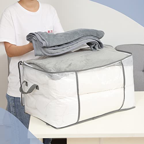 GACEI 3-Pack Large Capacity Clothes Storage Bag Organizer with Reinforced Handle Thick Nylon Material for Comforters, Blankets, Clothes, Foldable with Sturdy Zipper, 90L